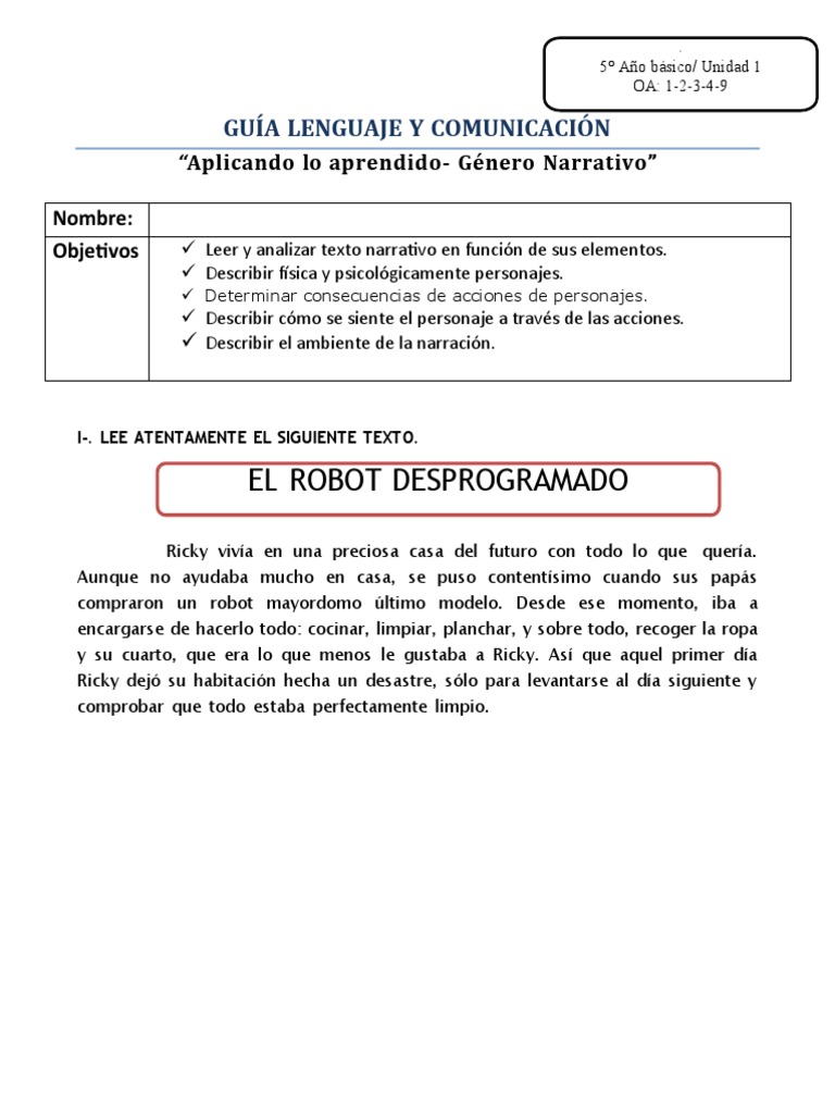 Guia Practica Genero Narrativo | PDF