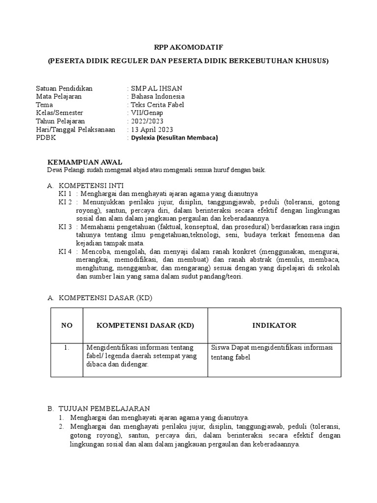RPP Akomodatif Ok | PDF