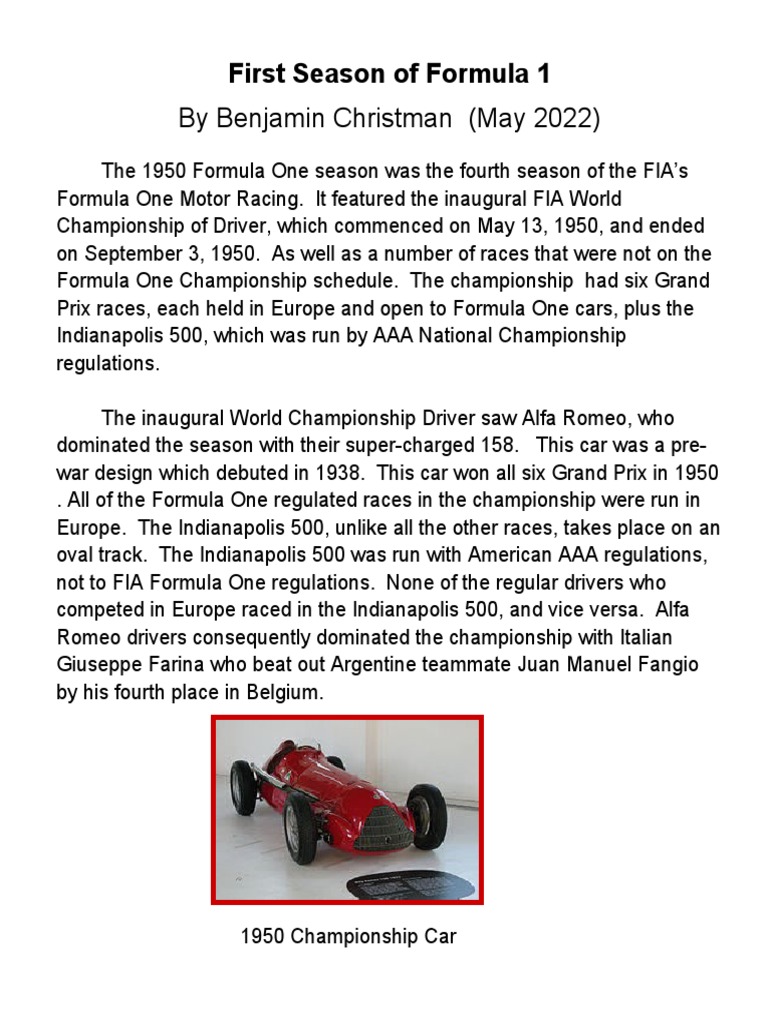 1950 Formula 1 | PDF