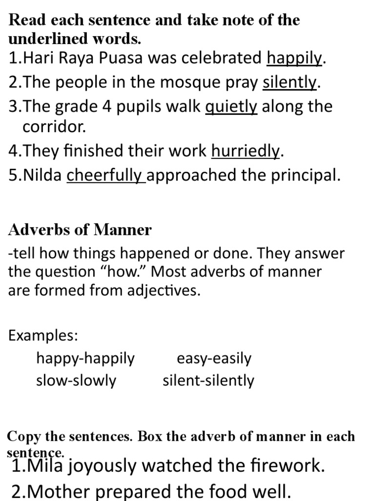 Adverbs of Manner | PDF