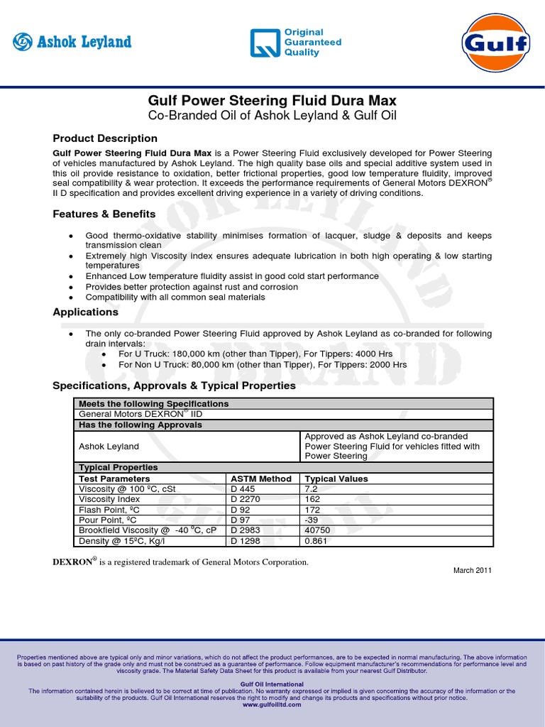gulf-power-steering-fluid-dura-max-oil | PDF