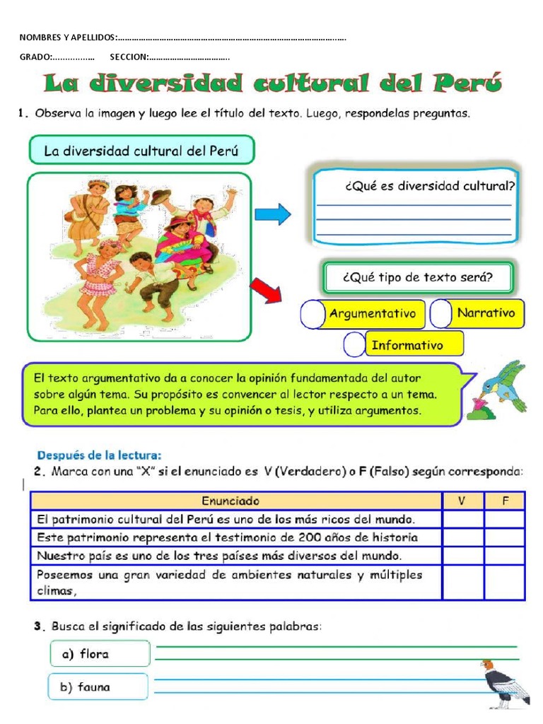 Ficha de Diversidad Cultural | PDF