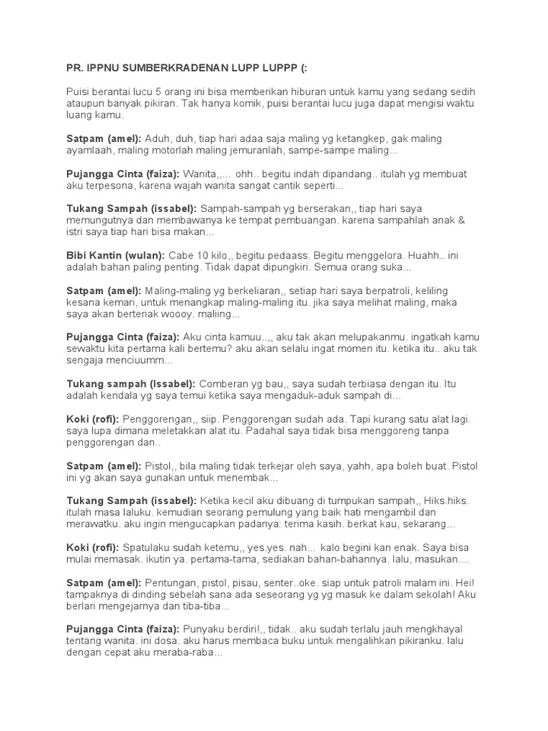 Teks Puisi Berantai Lucu | PDF