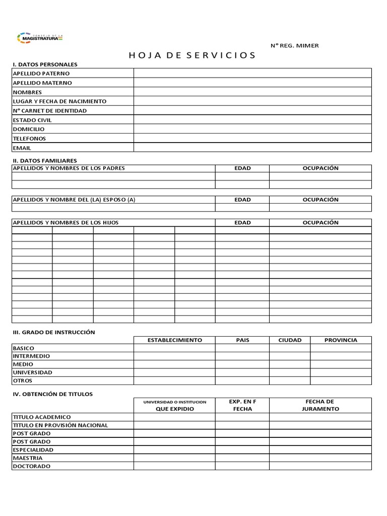 Hoja de Servicios Completo | PDF