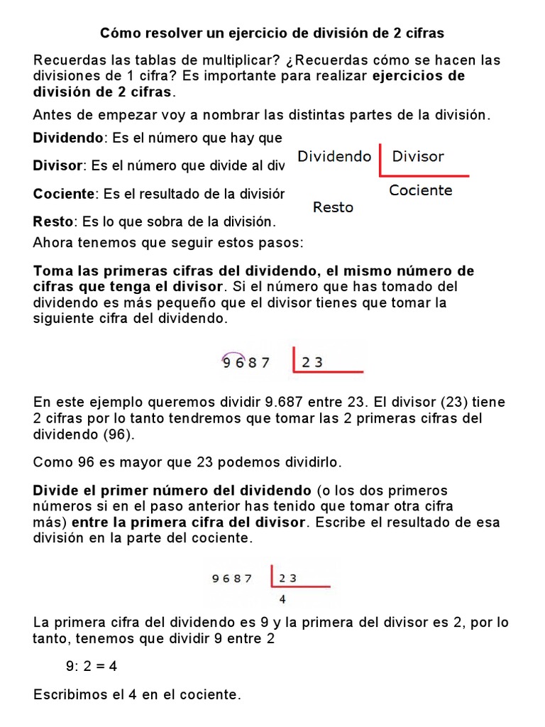 Cómo Resolver Un Ejercicio de División de 2 Cifras | PDF