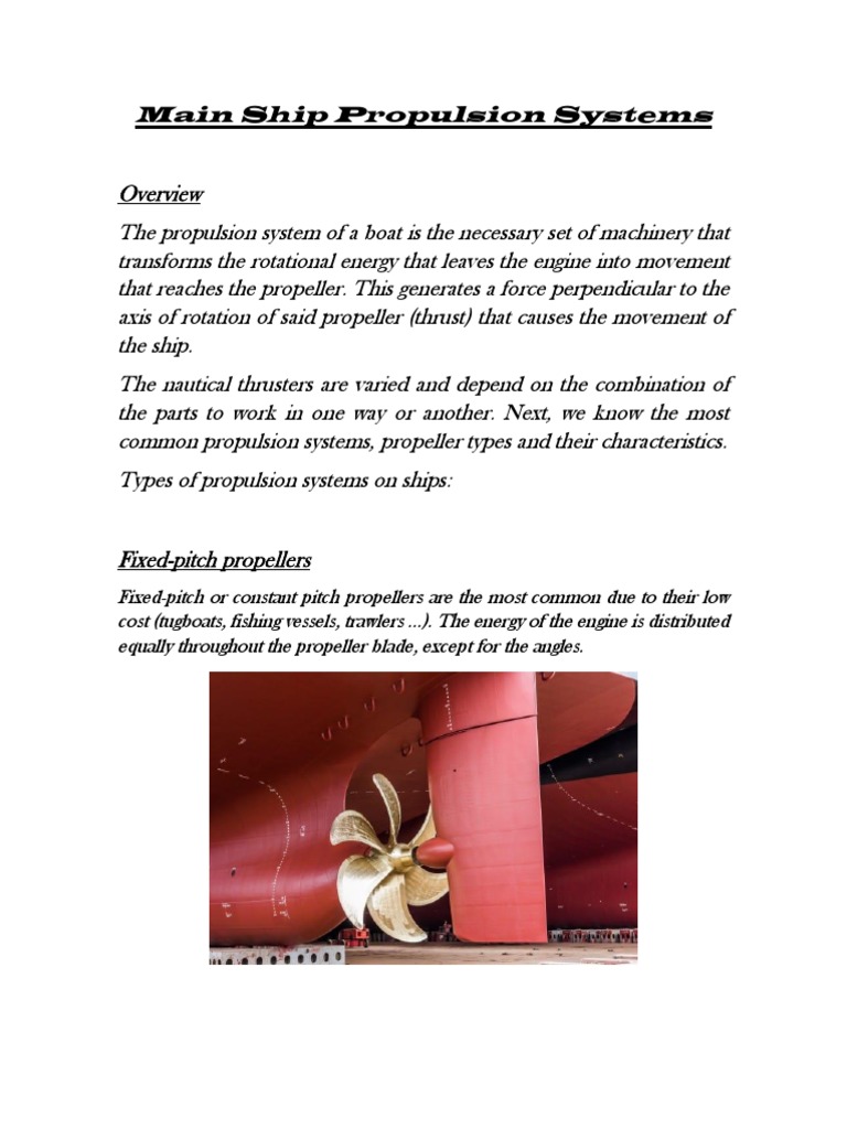 Main Ship Propulsion Systems | PDF | Propeller | Marine Propulsion