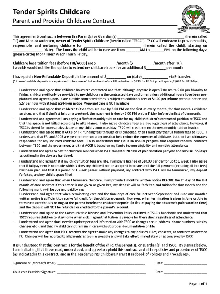 TSCC Contracts May 2023 | Download Free PDF | Child Care | Fee