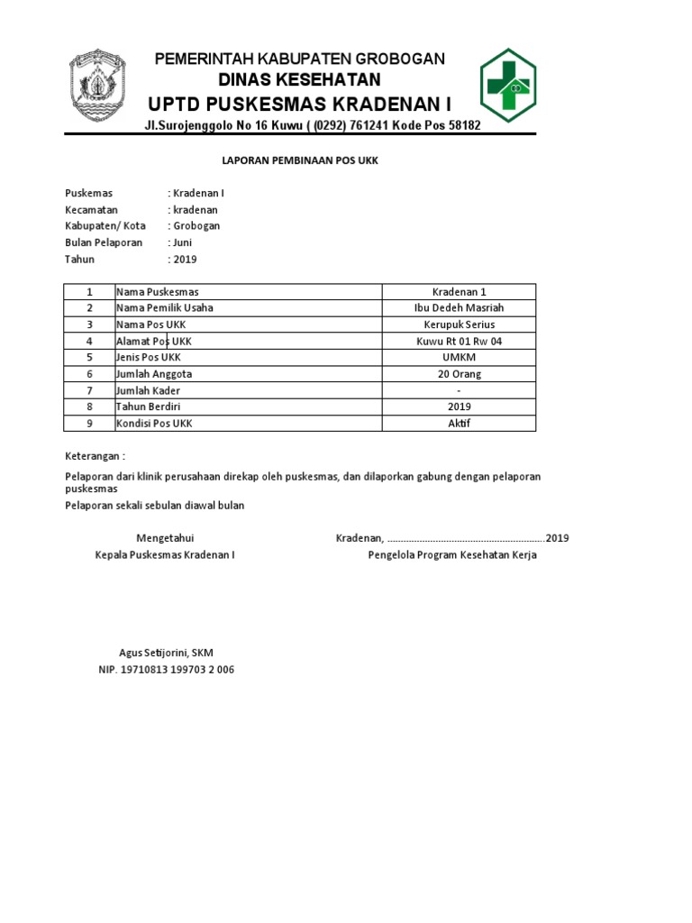 Form Laporan Pembinaan Pos Ukk | PDF