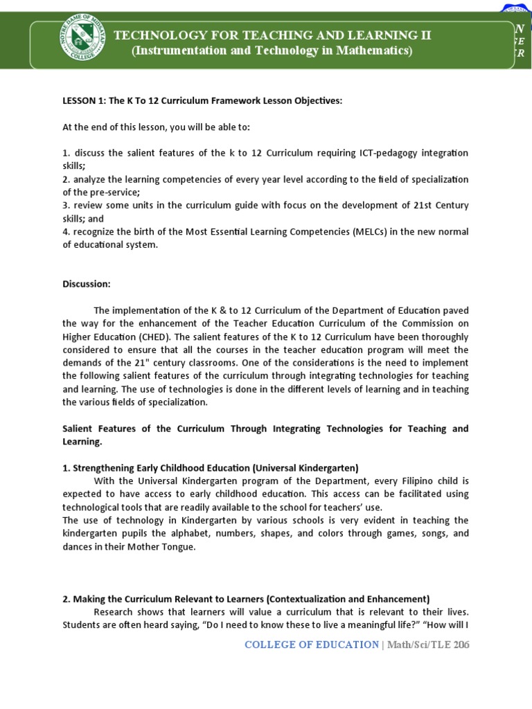 Lesson 1 | Download Free PDF | Curriculum | Learning