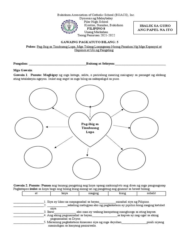 Q1 G8 Answer Sheets Wekk 5-8 | PDF