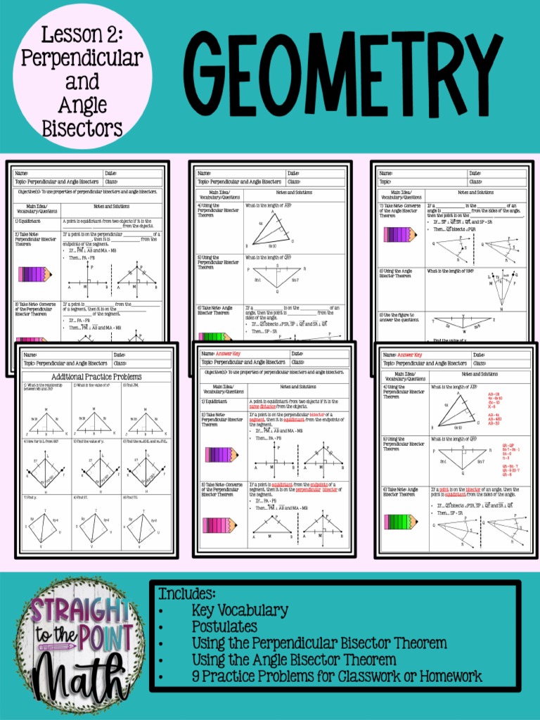 PerpendicularandAngleBisectorsGeometryGuidedNoteswithHomework 2 | PDF
