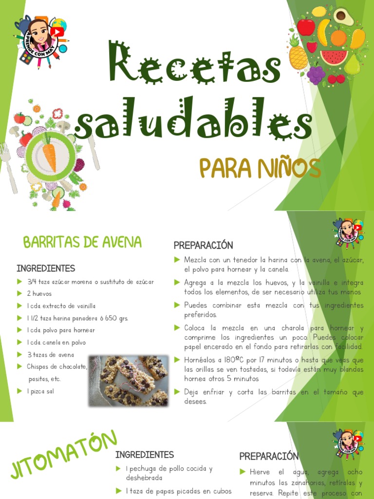 Recetas Saludables para Niños Imprimibles | PDF | Cocina | Alimentos