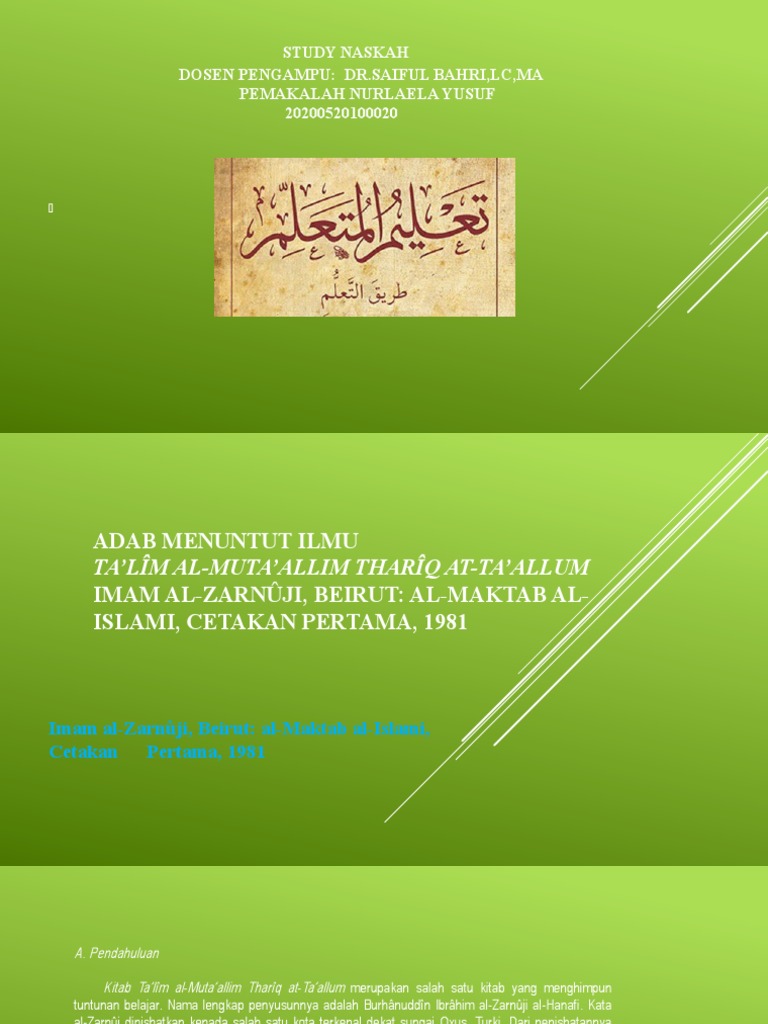 Poor Poin Adab Menuntut Ilmu (Pak Saiful) | PDF