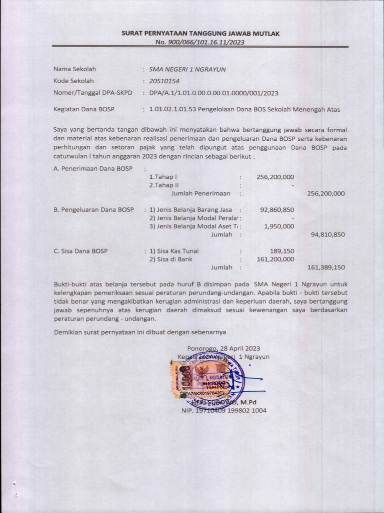 SPTJM (SMAN 1 Ngrayun Cawu-1 2023) PDF | PDF