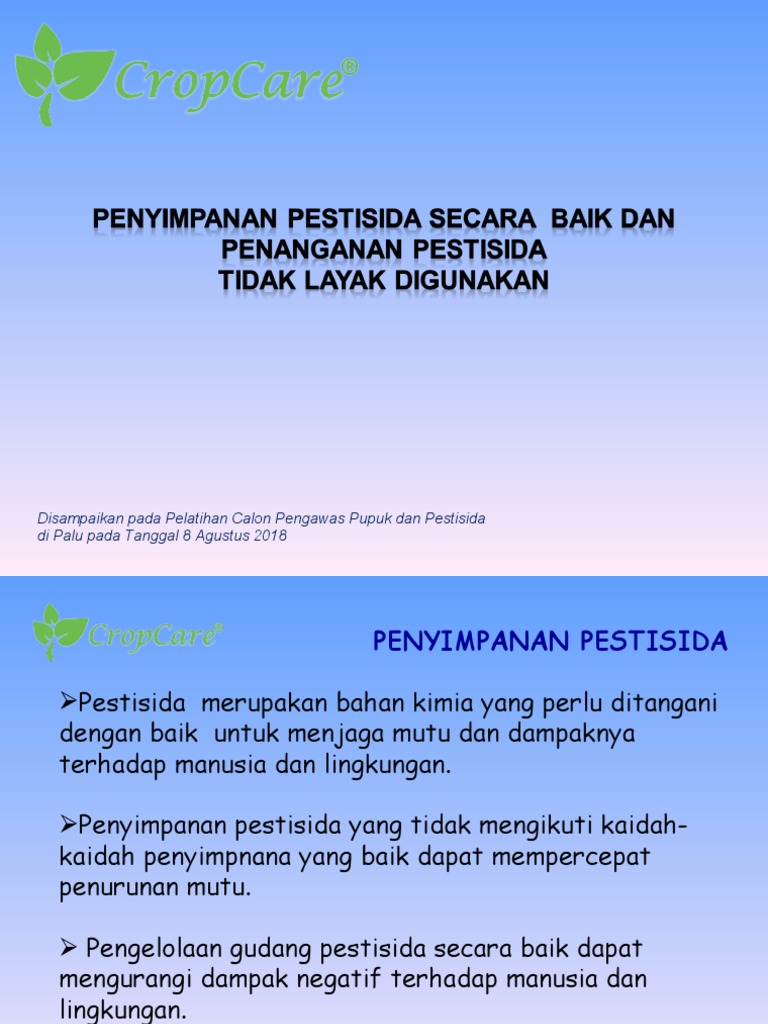 PENYIMPANAN PESTISIDA DAN PENANGAN PESTISIDA KADALUARSA.ppt | PDF