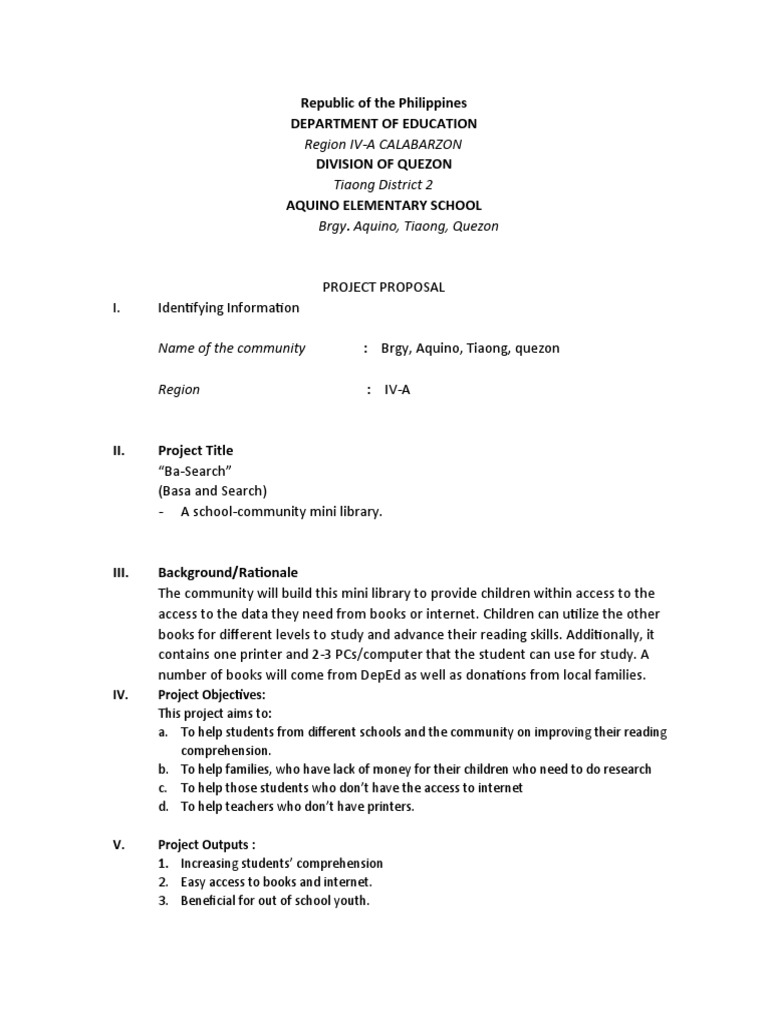 Community Project Proposal Pdf