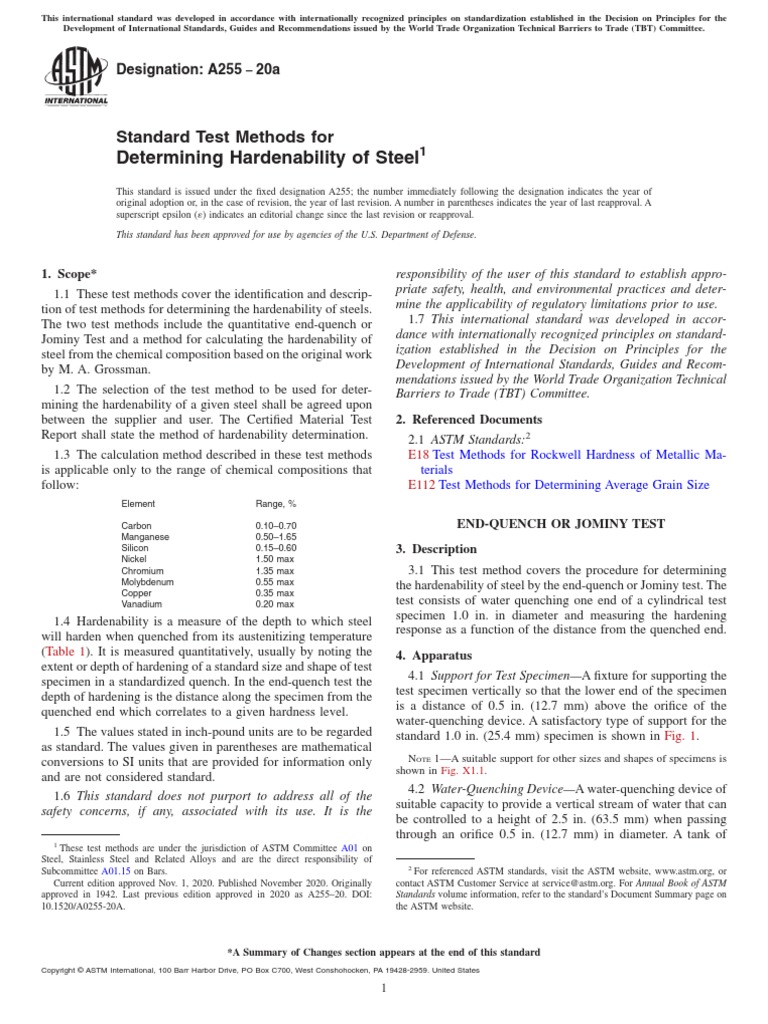 Determining Hardenability of Steel: Standard Test Methods For | PDF ...
