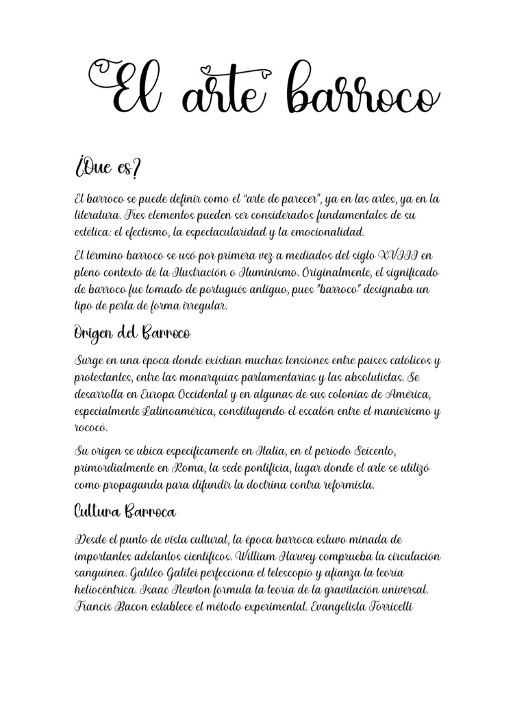 Características del Arte Barroco | PDF | Barroco | Era de iluminacion