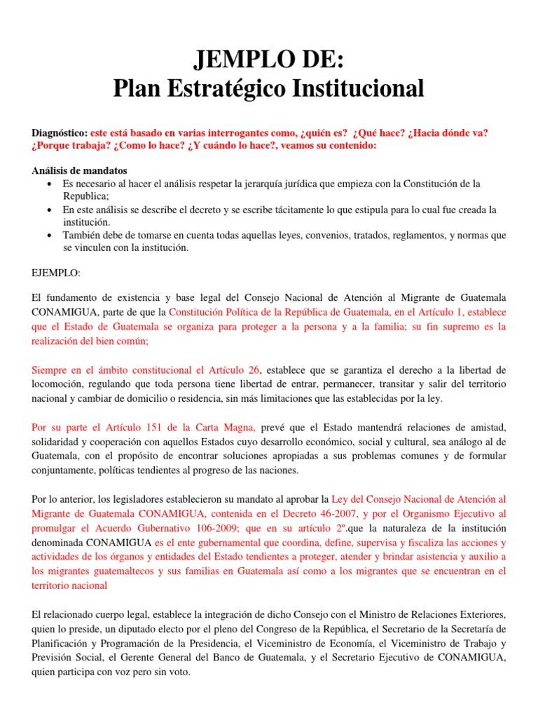 Ejemplo Como Elaborar Tu Plan Estrategico Institucional de Tu Proyecto PDF | PDF