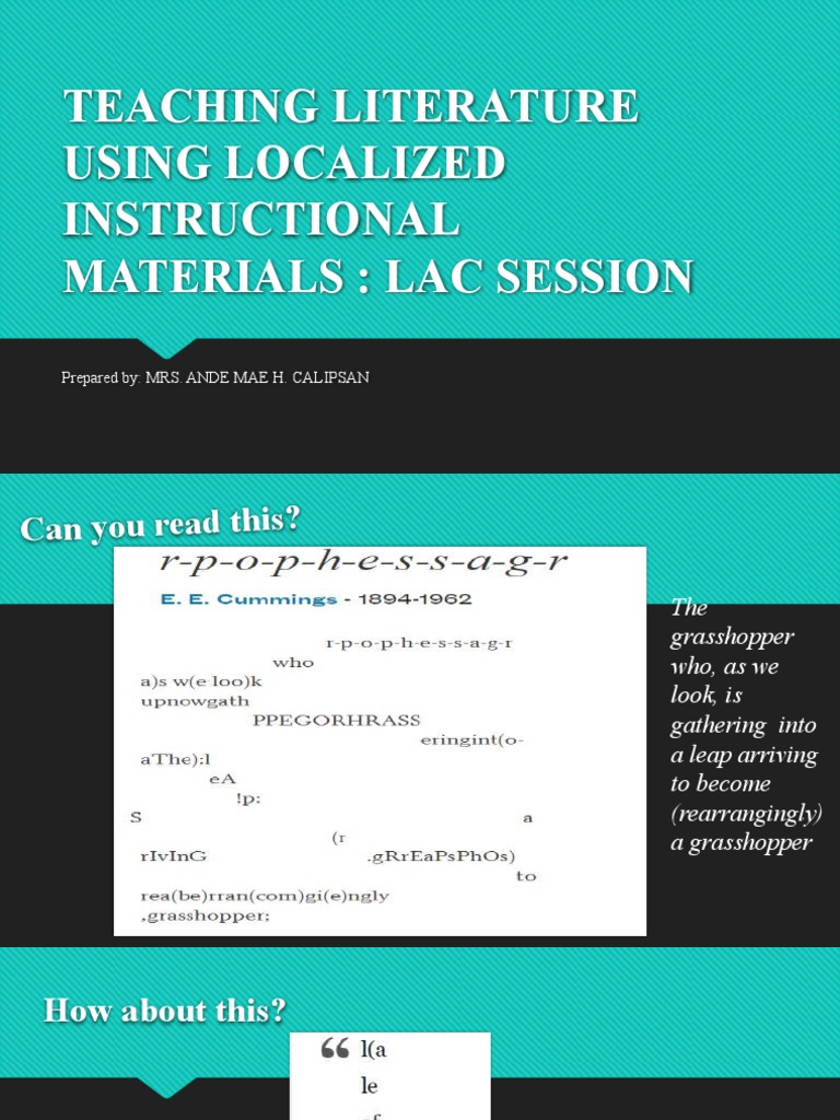 Teaching Literature Using Localized Instructional Materials | Download ...