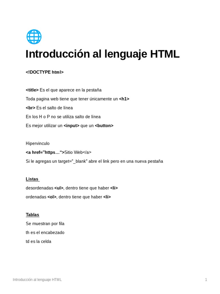 Introduccin Al Lenguaje HTML PDF | PDF