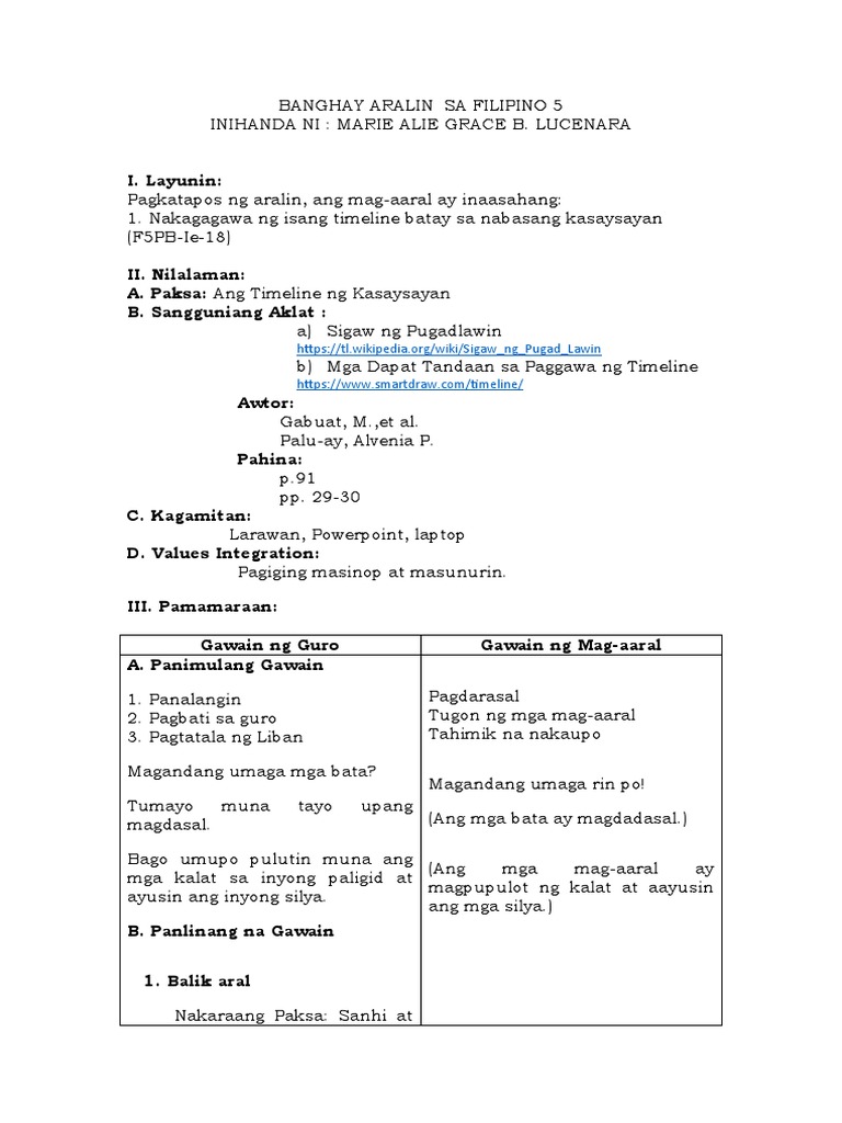Banghay Aralin Sa Araling Panlipunan 5 Q3 W4 | PDF