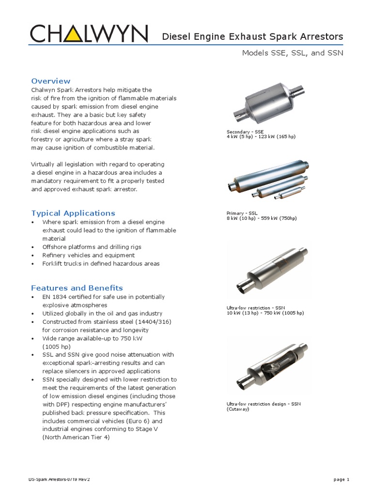 Diesel Engine Spark Arrestors Overview | PDF