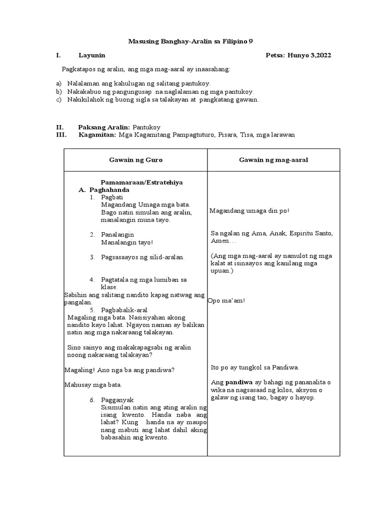 Pantukoy-lesson-plan.docx | PDF