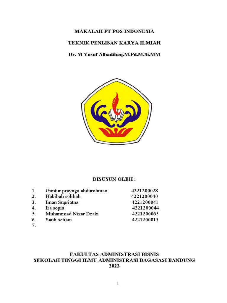 Makalah PT Pos Indonesia - Kel Karya Tulis Ilmiah | PDF