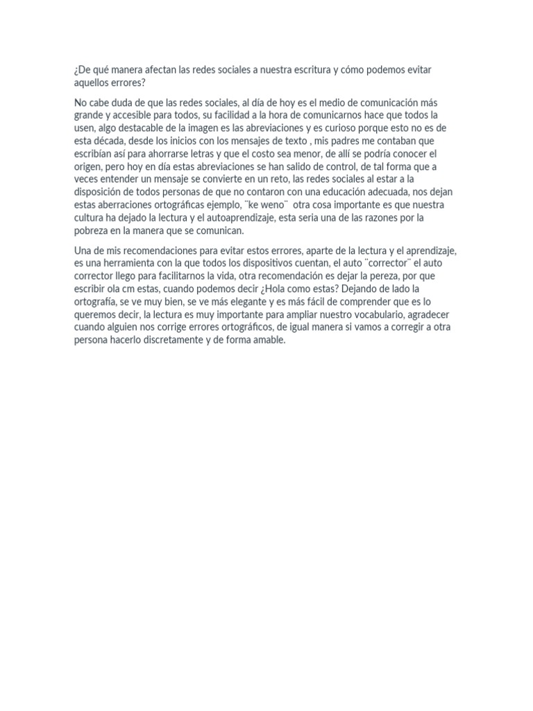 De Qué Manera Afectan Las Redes Sociales A Nuestra Escritura | PDF