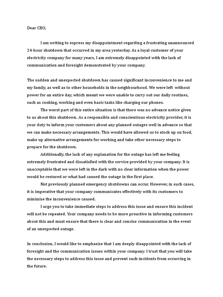 Complaint Email Example | PDF