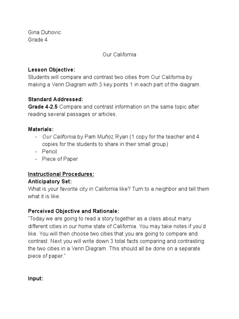 our california lesson plan | PDF