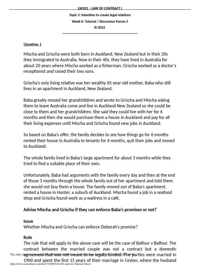 lw201 Answers Tutorial 5 | PDF