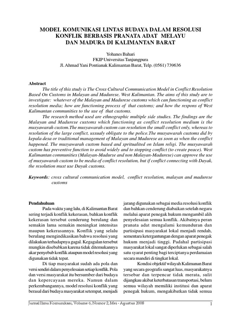 ID Model Komunikasi Lintas Budaya Dalam Res PDF | PDF