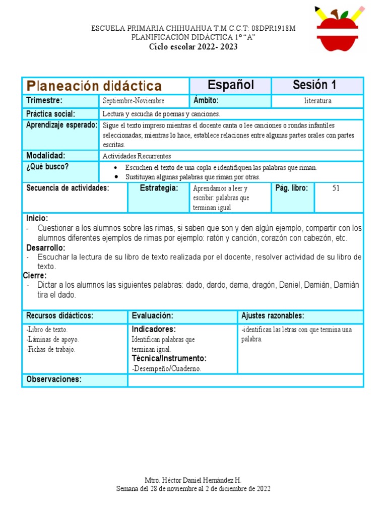 Planeacion Semana 9 | PDF
