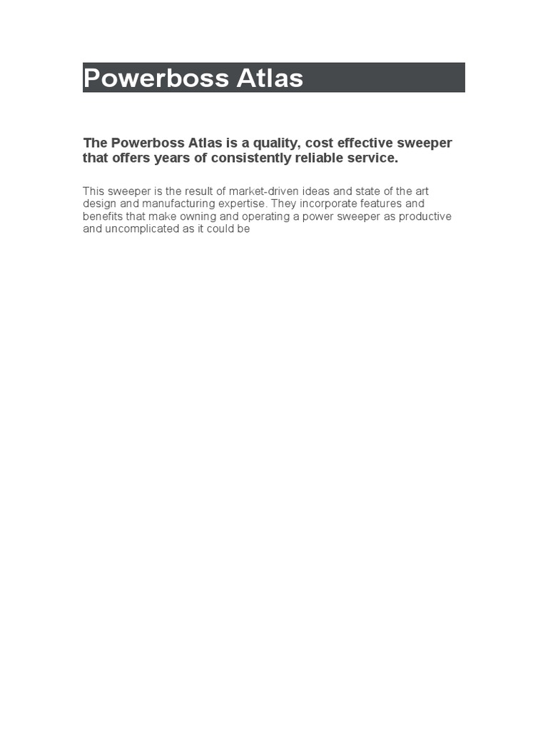 Powerboss Atlas | PDF