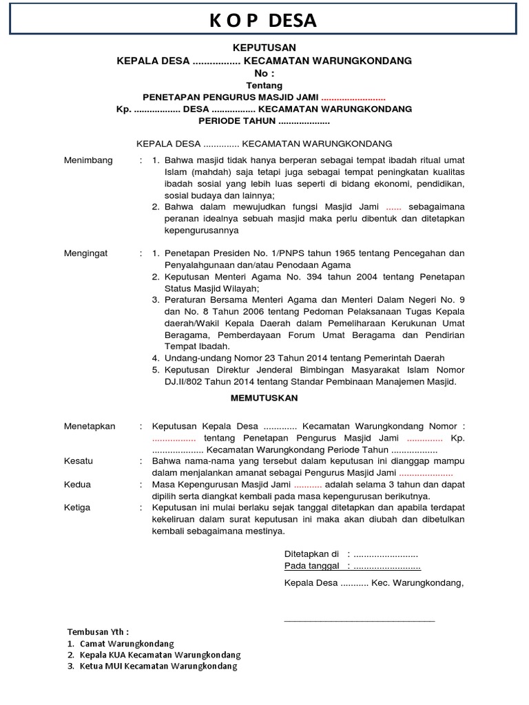 Contoh Form SK DKM | PDF