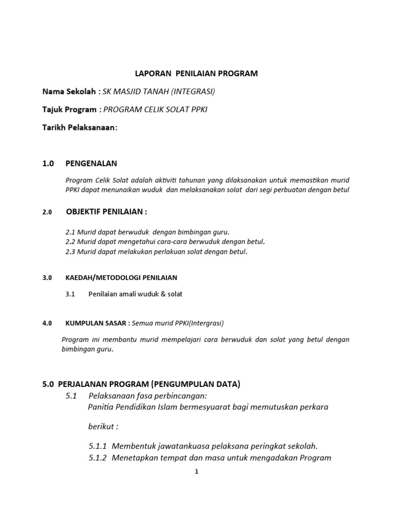 LAPORAN PENILAIAN PROGRAM Celik Solat | PDF