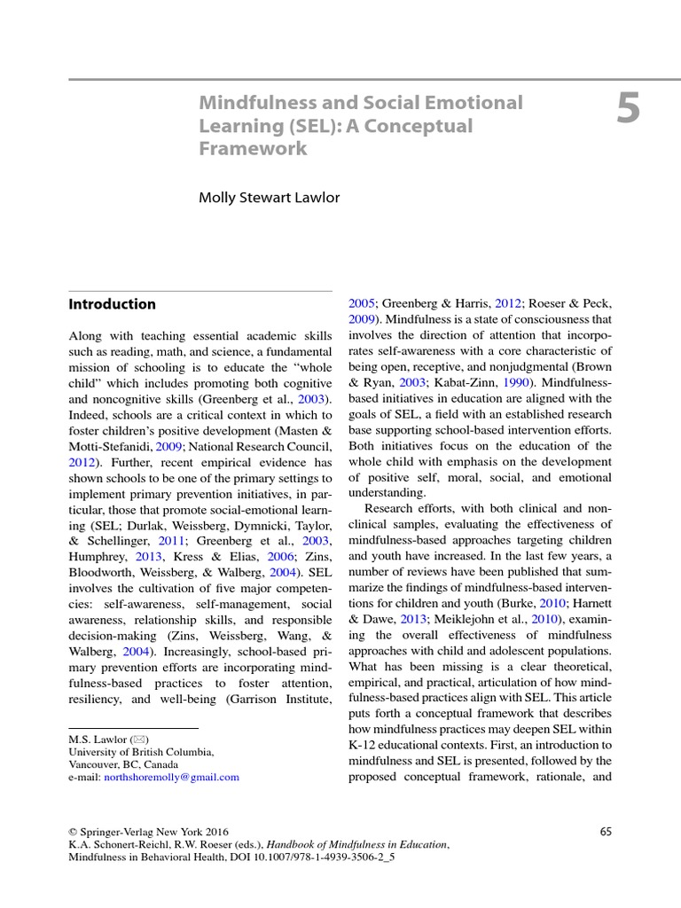 Mindfulness SEL. Framework - Lawlor2016 PDF | PDF