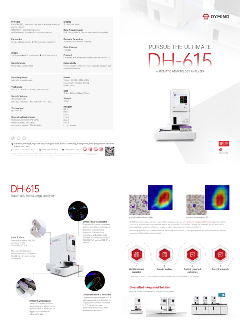 Dymind DH-615 Hematology Analyzer Overview | PDF | Leukemia | Clinical ...