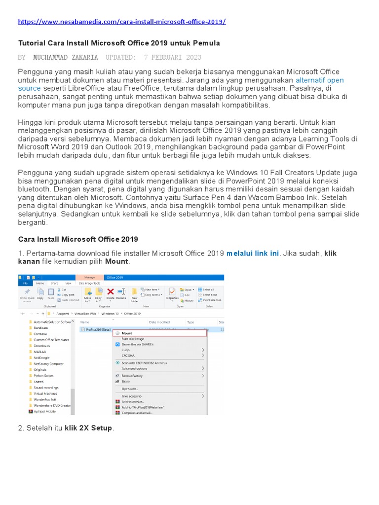 Panduan Instal Microsoft Word | PDF