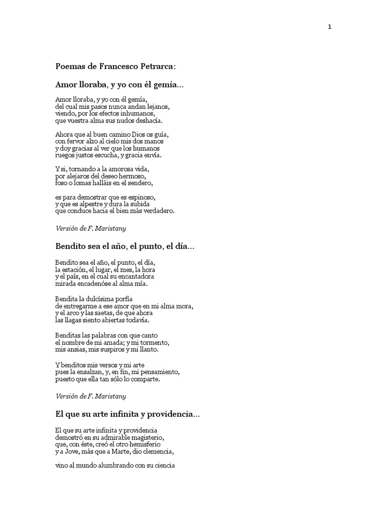 Poemas del Cancionero de Petrarca | PDF