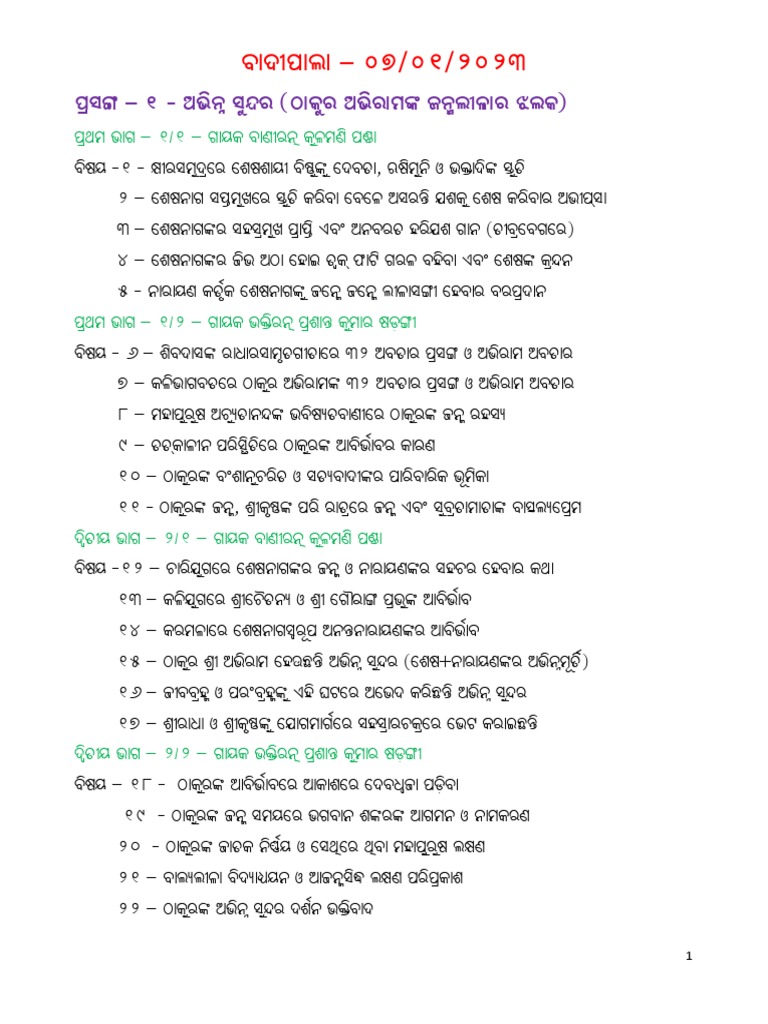 Badi Pala On Thakur On 07-01-2023 PDF | PDF