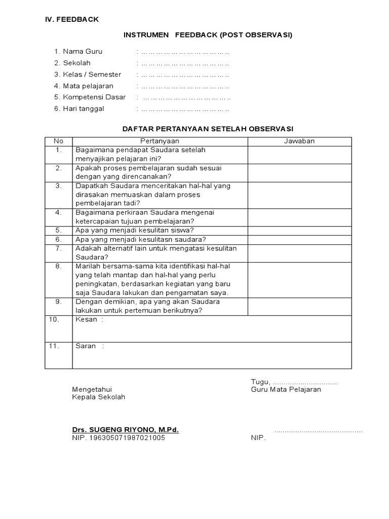 Wawancara Pasca Supervisi | PDF