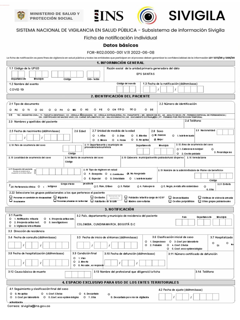 Ficha de Notificacion Datos Basicos | PDF