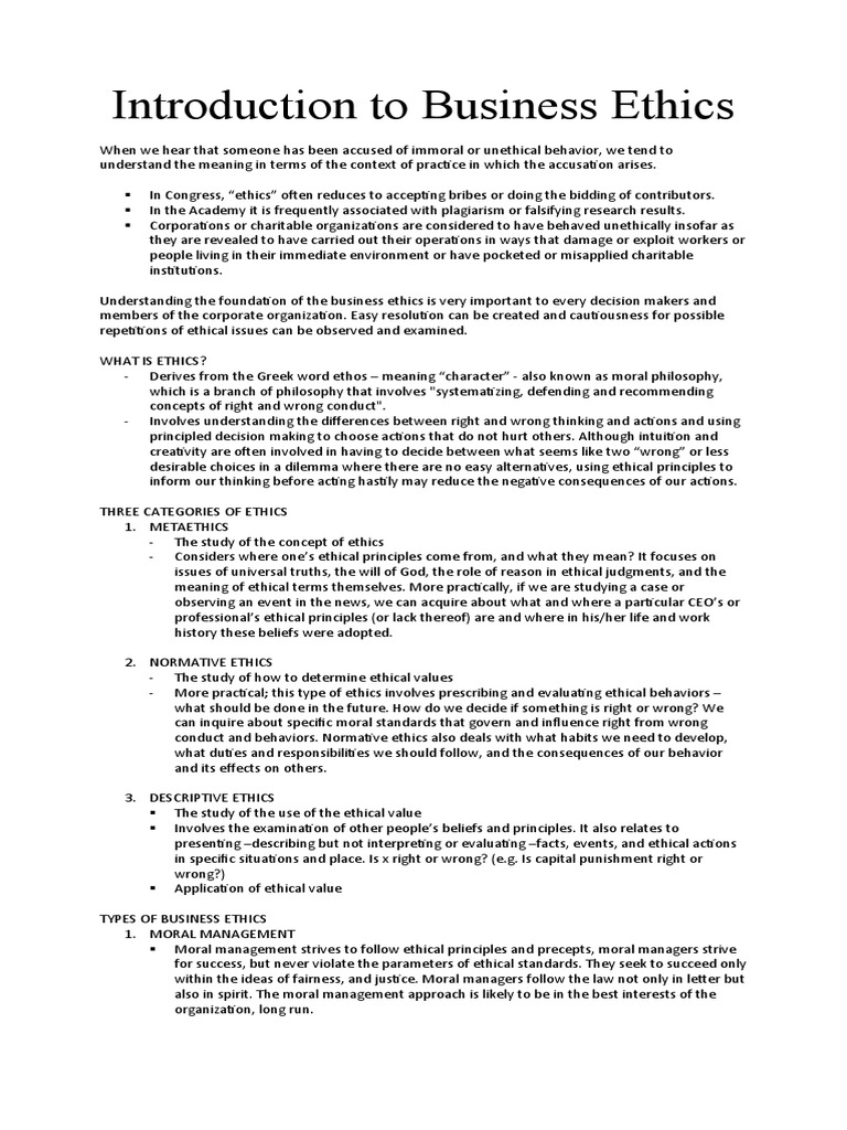 Introduction To Business Ethics | PDF