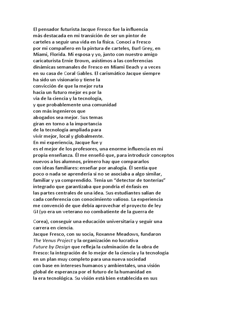 Jacque Fresco y el Movimiento Circular | PDF