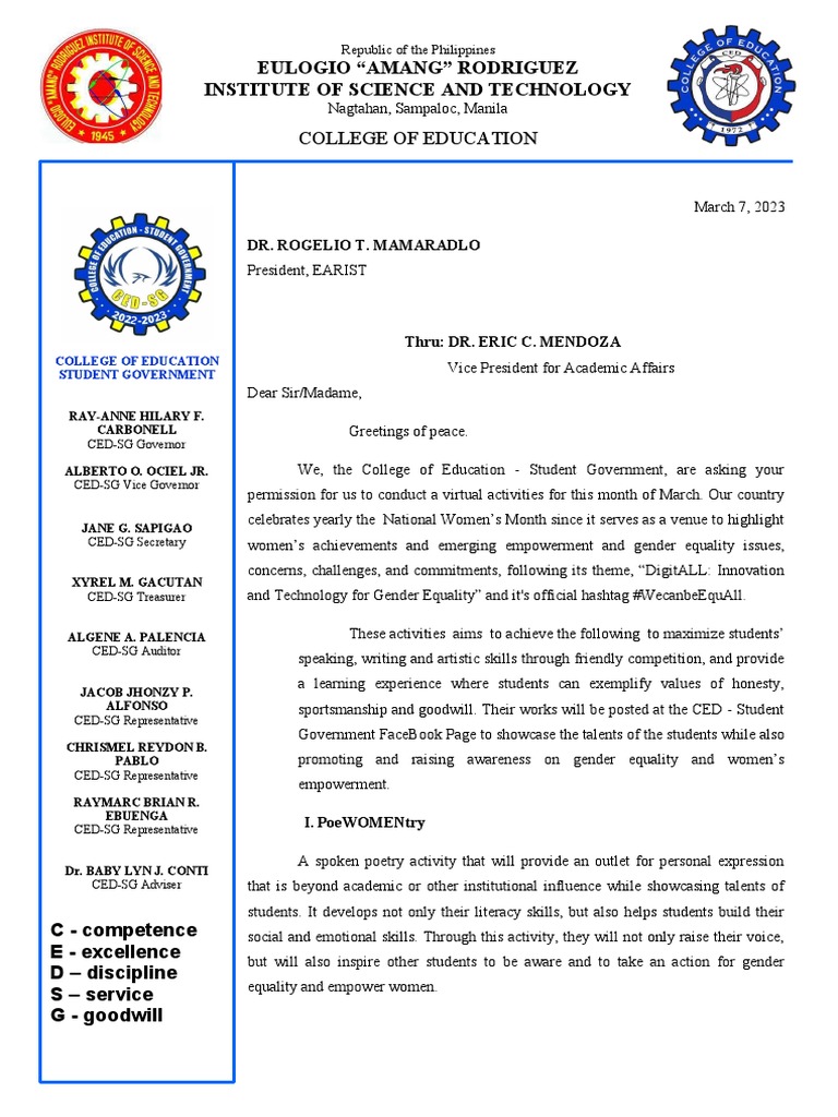 National Womens Month Letter | PDF