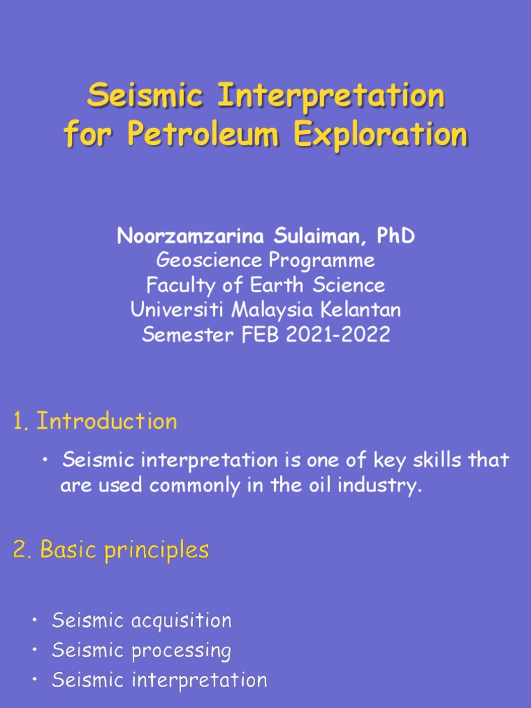 Lecture 11 Seismic Interpretation For Petroleum Exploration PDF | PDF | Reflection Seismology ...