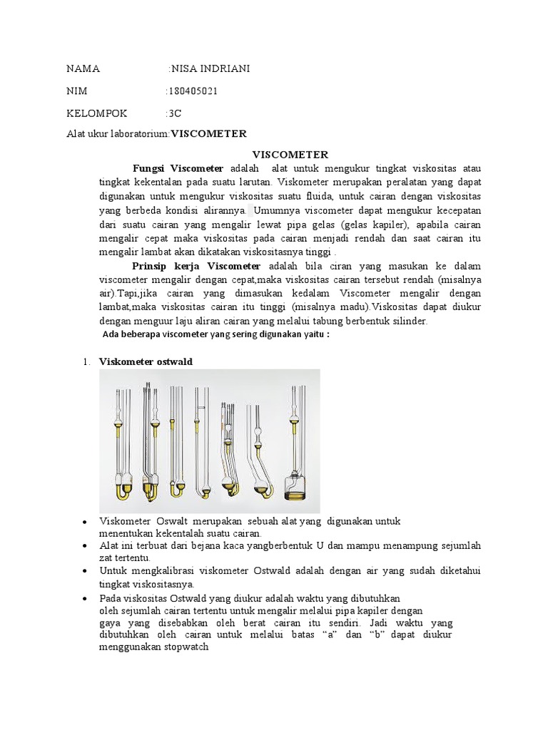 Fungsi dan Jenis Viskometer Laboratorium | PDF